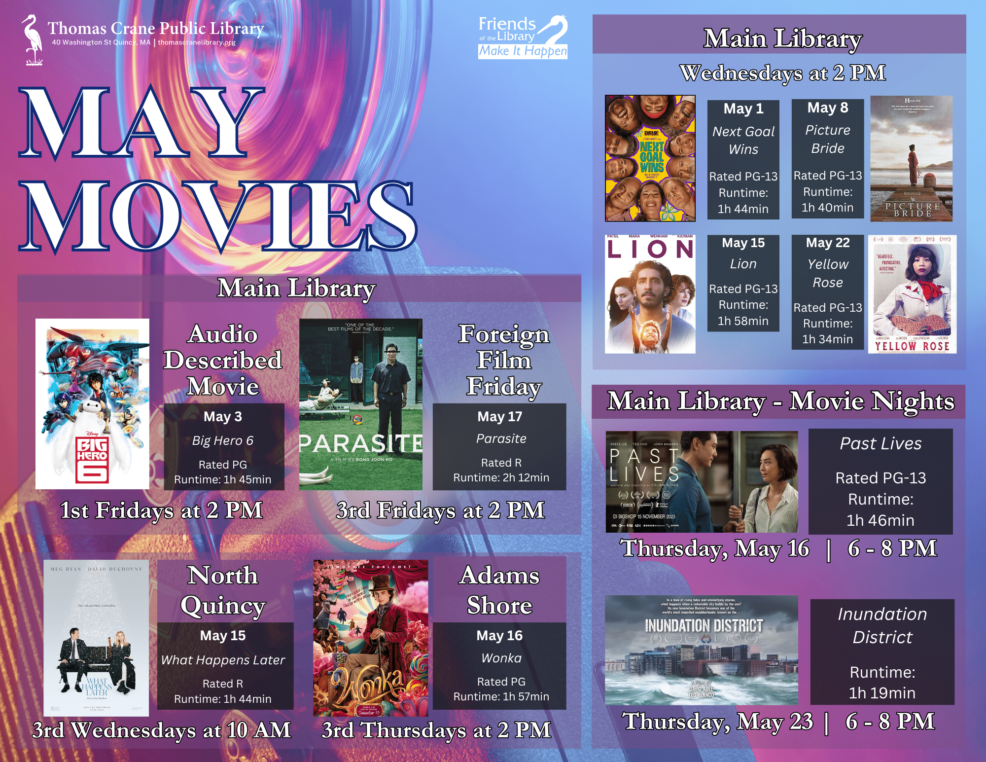 Thomas Crane Public Library to Host Weekly and Monthly Movie Matinees – Thomas Crane Public Library